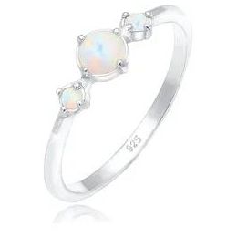 Fingerring Elli "Opal Rund Trio Vintage 925er Silber" Gr. 52, silber, Fingerringe, Damen, 52mm,mit Steinen, Silber 925 (Sterlingsilber), 1,5mm