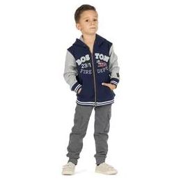 SALT & PEPPER Collegejacke SALT AND PEPPER "Boston Fire Dept.", Herren, Gr. 128, blau, 70% Baumwolle, 30% Polyester, bedruckt, ohne Ausschnitt, Jacken, mit Feuerwehr-Motiv