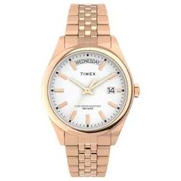 Quarzuhr Timex "LEGACY", rosa (roségoldfarben), Armbanduhren, Damen, Armbanduhr, Herrenuhr, Damenuhr, unisex, Datum, Leuchtzeiger