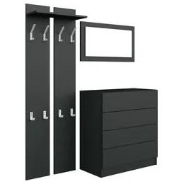 borchardt Möbel Garderoben-Set BORCHARDT MÖBEL "Vaasa 3", schwarz (schwarz matt), Kastenmöbel-Sets, mit Push to Open-Funktion