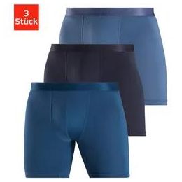 H.I.S. Funktionsboxer H.I.S, Herren, Gr. M, blau (blau, hellblau, navy), Microfaser, Obermaterial: 92% Polyamid, 8% Elasthan, unifarben, körpernah, Unterhosen, mit langem Bein in pflegeleichter Microfaser-Qualität
