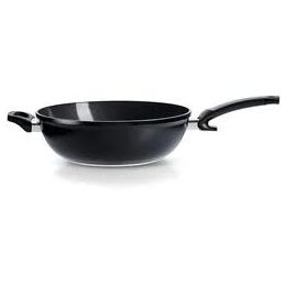 Wok Fissler "Ceratal Orbit Black", schwarz, H:13cm L:57cm Ø:32cm, Pfannen, gesünderes Kochen mit Antihaft-Effekt, hergestellt ohne PFAS/PTFE