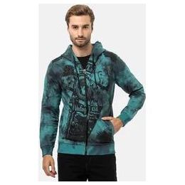 Cipo & Baxx Sweatjacke CIPO & BAXX "Jacken", Herren, Gr. M, grün, 80% Baumwolle;15% Polyester;5% Elasthan, bedruckt, Basic, regular fit normal, Rippbündchen, Sweatjacken, mit Print, CL561