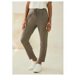Schlupfhose Lascana, Damen, Gr. 46, N-Gr, grau (taupe), Jersey, Obermaterial: 95% Polyester, 5% Elasthan, unifarben, figurumspielend knöchellang, Hosen, aus glatter Jerseyqualität, leichte Sommerhose mit Taschen, bügelfrei