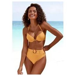 Push-Up-Bikini-Top s.Oliver "Rome", Damen, Gr. 36, Cup B, gelb, Microfaser, Polyamid, unifarben, Bikini-Oberteile, in verschiedenen Unifarben