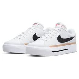 Sneaker Nike SPORTSWEAR "COURT LEGACY LIFT", Gr. 40,5, schwarz-weiß (weiß, schwarz, hemp, team, orange), Leder, Synthetik, Schuhe Skaterschuh Plateausneaker Sneaker low