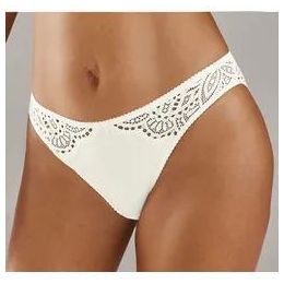 Slip Lascana "Aurora", Damen, Gr. 36/38, beige (creme), Microtouch, Obermaterial: 82% Polyamid, 18% Elasthan, körpernah, Unterhosen, mit toller Spitze in blumiger Optik