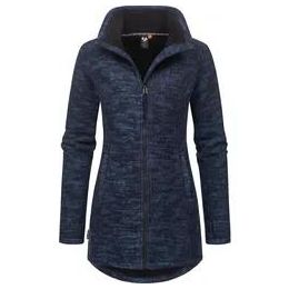 Strickjacke Ragwear "Miram Melange", Damen, Gr. M (38), blau (navy), Grobstrick, Obermaterial: 56% Baumwolle, 44% Polyester. Innenfutter: 100% Polyester, figurumspielend Po-bedeckend, hoch geschlossener Ausschnitt, &Auml;rmel ohne &Auml;rmelschlitz normaler Saum mit Daumenl&ouml;chern, Strickjacken Strickjacke, Kuschelige &Uuml;bergangsjacke in Strick-Optik