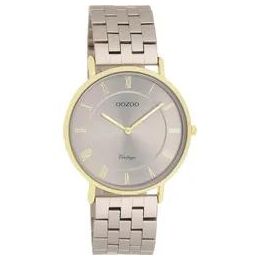 Quarzuhr Oozoo, grau (taupe, schwarz), Armbanduhren, Damen, Armbanduhr, Damenuhr, Edelstahlarmband, analog