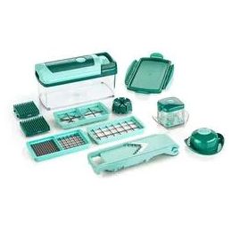 Zerkleinerer Genius "Nicer Dicer Fusion Set 13-tlg.", grün (mintgrün), B:21,5cm H:17,4cm T:30,5cm, Zerkleinerer, Einfach, praktisch, sicher und platzsparend