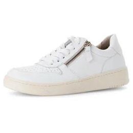 Plateausneaker Gabor, Damen, Gr. 40, weiß, Nappaleder, unifarben, Schuhe, Freizeitschuh, Halbschuh, Schnürer im Basket Look