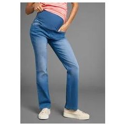 Umstandsjeans Neun Monate "Schwangerschaft-Jeans, straight-fit", Damen, Gr. 36, N-Gr, blau (blau stone washed), Denim/Jeans, Obermaterial: 98% Baumwolle, 2% Elasthan, bequem lang, Jeans, Umstandsjeans in gerader Form