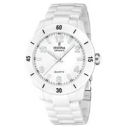 Keramikuhr Festina "Ceramic", weiß, Armbanduhren, Damen, Quarzuhr, Armbanduhr, Damenuhr, analog