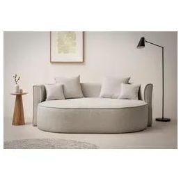 2,5-Sitzer "ISALIE, rundes Loungesofa, mit Kissen, perfekt gepolstert", grau (taupe), B:200cm H:98cm T:145cm, LeGer Home by Lena Gercke, Sofas, moderne Stoffe, mit 4 Zierkissen, extra große Sitzfläche