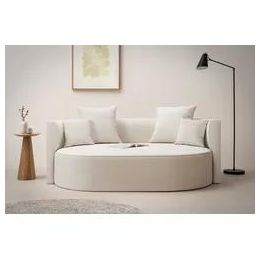 2,5-Sitzer "ISALIE, rundes Loungesofa, mit Kissen, perfekt gepolstert", beige (creme), B:200cm H:98cm T:145cm, LeGer Home by Lena Gercke, Sofas, moderne Stoffe, mit 4 Zierkissen, extra große Sitzfläche