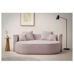 2,5-Sitzer "ISALIE, rundes Loungesofa, mit Kissen, perfekt gepolstert", lila (hellflieder), B:200cm H:98cm T:145cm, LeGer Home by Lena Gercke, Sofas, moderne Stoffe, mit 4 Zierkissen, extra große Sitzfläche