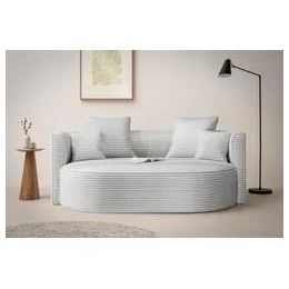 2,5-Sitzer "ISALIE, rundes Loungesofa, mit Kissen, perfekt gepolstert", grau (hellgrau), B:200cm H:98cm T:145cm, LeGer Home by Lena Gercke, Sofas, moderne Stoffe, mit 4 Zierkissen, extra große Sitzfläche