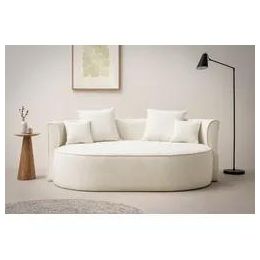 2,5-Sitzer "ISALIE, rundes Loungesofa, mit Kissen, perfekt gepolstert", beige (creme), B:200cm H:98cm T:145cm, LeGer Home by Lena Gercke, Sofas, moderne Stoffe, mit 4 Zierkissen, extra große Sitzfläche