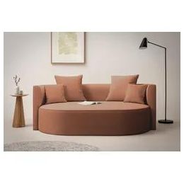 2,5-Sitzer "ISALIE, rundes Loungesofa, mit Kissen, perfekt gepolstert", braun (rostfarben), B:200cm H:98cm T:145cm, LeGer Home by Lena Gercke, Sofas, moderne Stoffe, mit 4 Zierkissen, extra große Sitzfläche