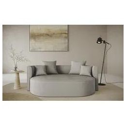 2,5-Sitzer "ISALIE, rundes Loungesofa, mit Kissen, perfekt gepolstert", grau (taupe), B:200cm H:98cm T:145cm, LeGer Home by Lena Gercke, Sofas, moderne Stoffe, mit 4 Zierkissen, extra große Sitzfläche