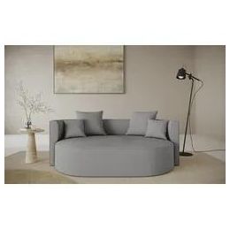2,5-Sitzer "ISALIE, rundes Loungesofa, mit Kissen, perfekt gepolstert", grau, B:200cm H:98cm T:145cm, LeGer Home by Lena Gercke, Sofas, moderne Stoffe, mit 4 Zierkissen, extra große Sitzfläche