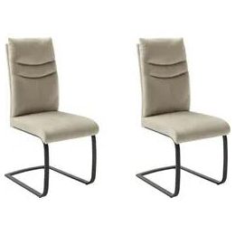 Freischwinger MCA furniture "Gibara Schwingstuhl 2er Set", schwarz (creme, schwarz matt lackiert, schwarz matt lackiert), B:46cm H:105cm T:62cm, Polyester, Stühle, Esszimmerstuhl,Nosag Federung im Sitz,Flachrohr,Belastbarkeit 140 kg