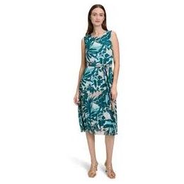BETTY & CO Chiffonkleid BETTY & CO "Damen Sommerkleid Chiffonkleid mit Plissee", Damen, Gr. 40, Normalgrößen, blau (petrol, mint), Obermaterial: 100% Polyester. Futter: 100% Polyester., figurumspielend lang, Rundhals, Kleider, Plissee