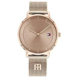 Quarzuhr Tommy Hilfiger "TEA", rosa (roségoldfarben, moccafarben), Armbanduhren, Damen, Armbanduhr, Damenuhr, Edelstahlarmband