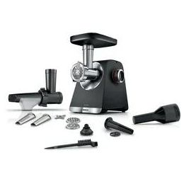 Bosch Fleischwolf "Serie 6 MFWS650B, 3,5kg/Min., 2 Lochscheiben (3 & 8mm), schwarz", schwarz, B:20cm H:24,7cm T:24cm, Zerkleinerer, 2 Stufen, Rücklauf, Wurststopfer, 10 J Motorgarantie, Planetengetriebe