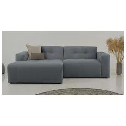 Ecksofa Inosign "Tapley", grau (dunkelgrau), B:221cm H:73cm T:154cm, 100% polyester, Sofas, Breite 221 cm, L-Form, Struktur fein, mit Knopfsteppung, bodentief