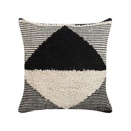 Beliani Dekokissen KHORA in Schwarz/Beige - (W) 50 x (H) 10 x (L) 50 cm | Gr.: onesize