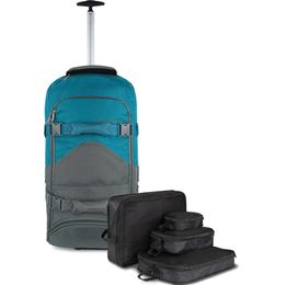 Normani Reisetasche mit Rucksackfunktion 90 L mit 4 Kleidertaschen in Grau/Petrol | Gr.: onesize