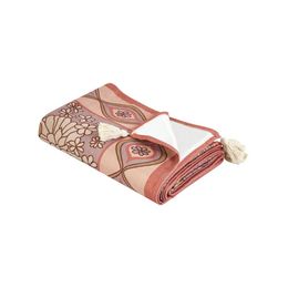 Beliani Picknickdecke LASHARI in Rosa/Beige/Rot - (W) 200 x (H) 1 x (L) 200 cm | Gr.: onesize