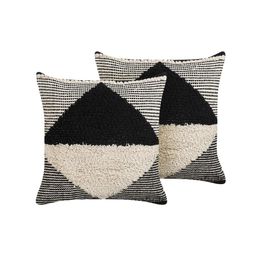 Beliani 2er-Set Dekokissen KHORA in Schwarz/Beige | Gr.: onesize