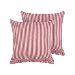 Beliani 2er-Set Dekokissen AALITA in Rot/Weiß | Gr.: onesize