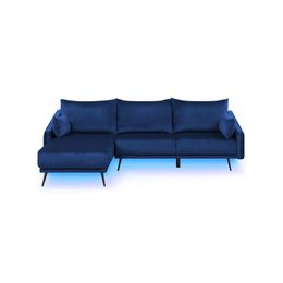 Beliani 3-Sitzer Sofa VARDE in Blau/Schwarz - (W) 245 x (H) 83 x (L) 162 cm | Gr.: onesize