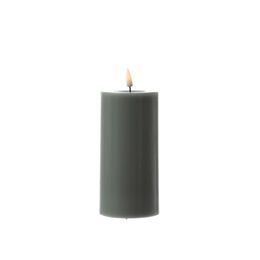 Deluxe Homeart LED Kerze Mia Echtwachs flackernd H: 15cm D: 7,5cm in salbeigrün | Gr.: onesize