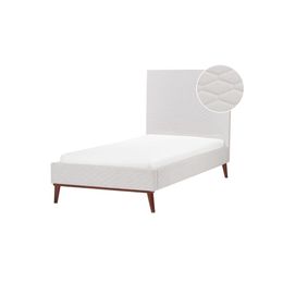 Beliani Einzelbett BAYONNE in Weiß/Braun - (W) 101 x (H) 121 x (L) 212 cm | Gr.: onesize