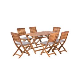 Beliani 7-tlg Gartentisch Set CENTO in Braun/Grau | Gr.: onesize