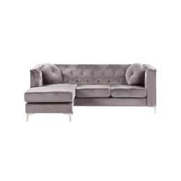 Beliani Ecksofa FLEN in Grau/Silber - (W) 212 x (H) 77 x (L) 145 cm | Gr.: onesize