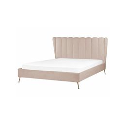 Beliani Doppelbett MIRIBEL in Beige/Gold - (W) 187 x (H) 112 x (L) 218 cm | Gr.: onesize