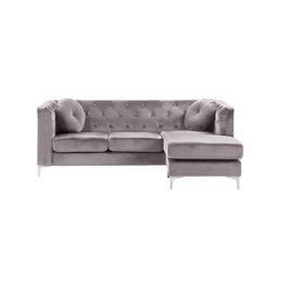 Beliani Ecksofa FLEN in Grau/Silber - (W) 212 x (H) 77 x (L) 145 cm | Gr.: onesize