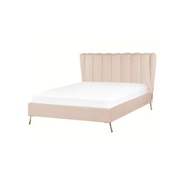 Beliani Doppelbett MIRIBEL in Beige/Gold - (W) 167 x (H) 112 x (L) 218 cm | Gr.: onesize