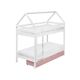 Beliani Hochbett TERNAS in Weiß/Rosa - (W) 207 x (H) 195 x (L) 98 cm | Gr.: onesize