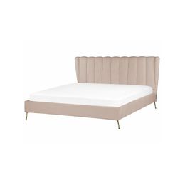 Beliani Doppelbett MIRIBEL in Beige/Gold - (W) 207 x (H) 112 x (L) 218 cm | Gr.: onesize