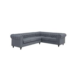 Beliani Ecksofa CHESTERFIELD in Grau/Braun - (W) 280 x (H) 77 x (L) 85 cm | Gr.: onesize