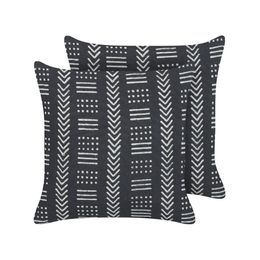 Beliani 2er-Set Dekokissen BENZOIN in Schwarz/Weiß | Gr.: onesize