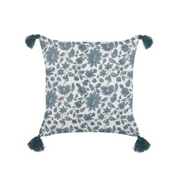 Beliani Dekokissen RUMEX in Blau/Weiß - (W) 45 x (H) 10 x (L) 45 cm | Gr.: onesize