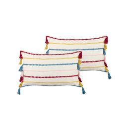 Beliani 2er-Set Dekokissen AGAVE in Bunt/Beige/Rot | Gr.: onesize