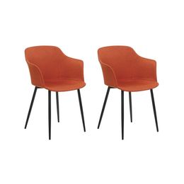 Beliani 2er-Set Esszimmerstuhl ELIM in Orange/Schwarz | Gr.: onesize
